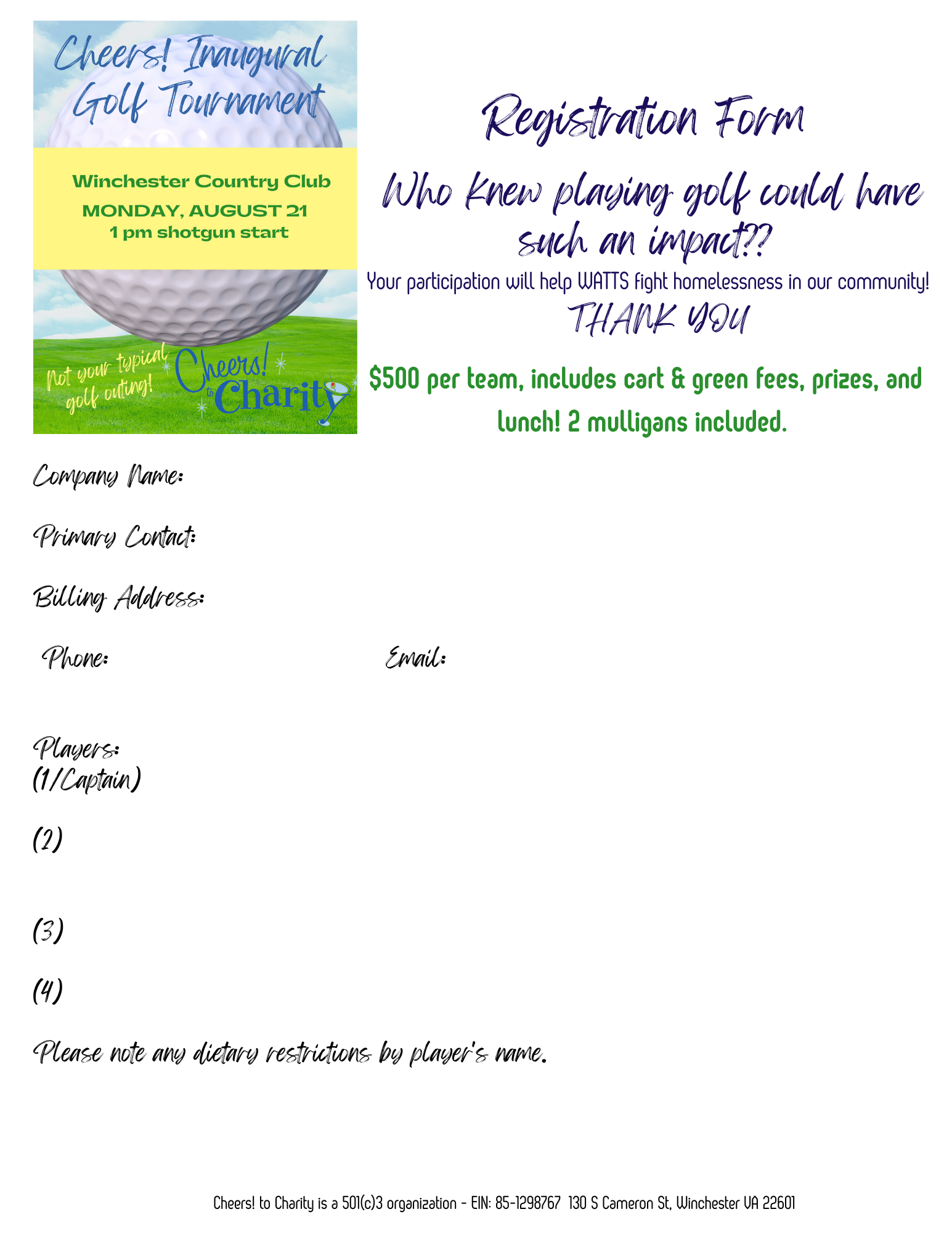 Cheers! Golf Tournament – Cheers to Charity